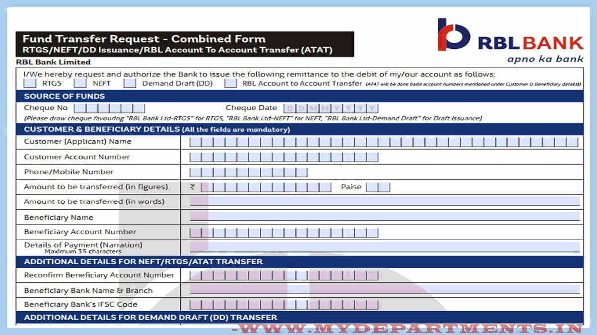 RBL Bank RTGS Form RBL Bank NEFT FORM Download 2023